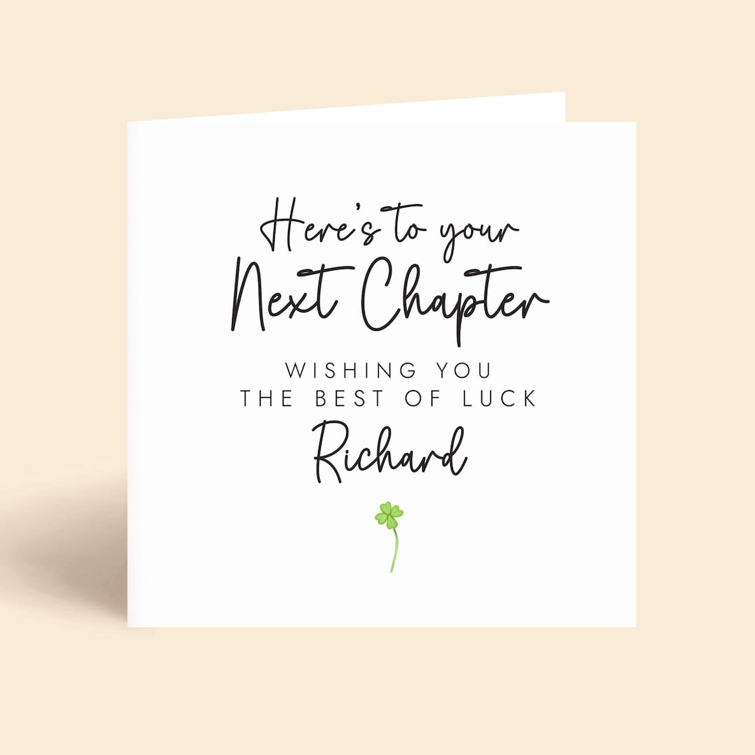 Next Chapter Good Luck Card, Personalised New Job Card for Him, Her ...
