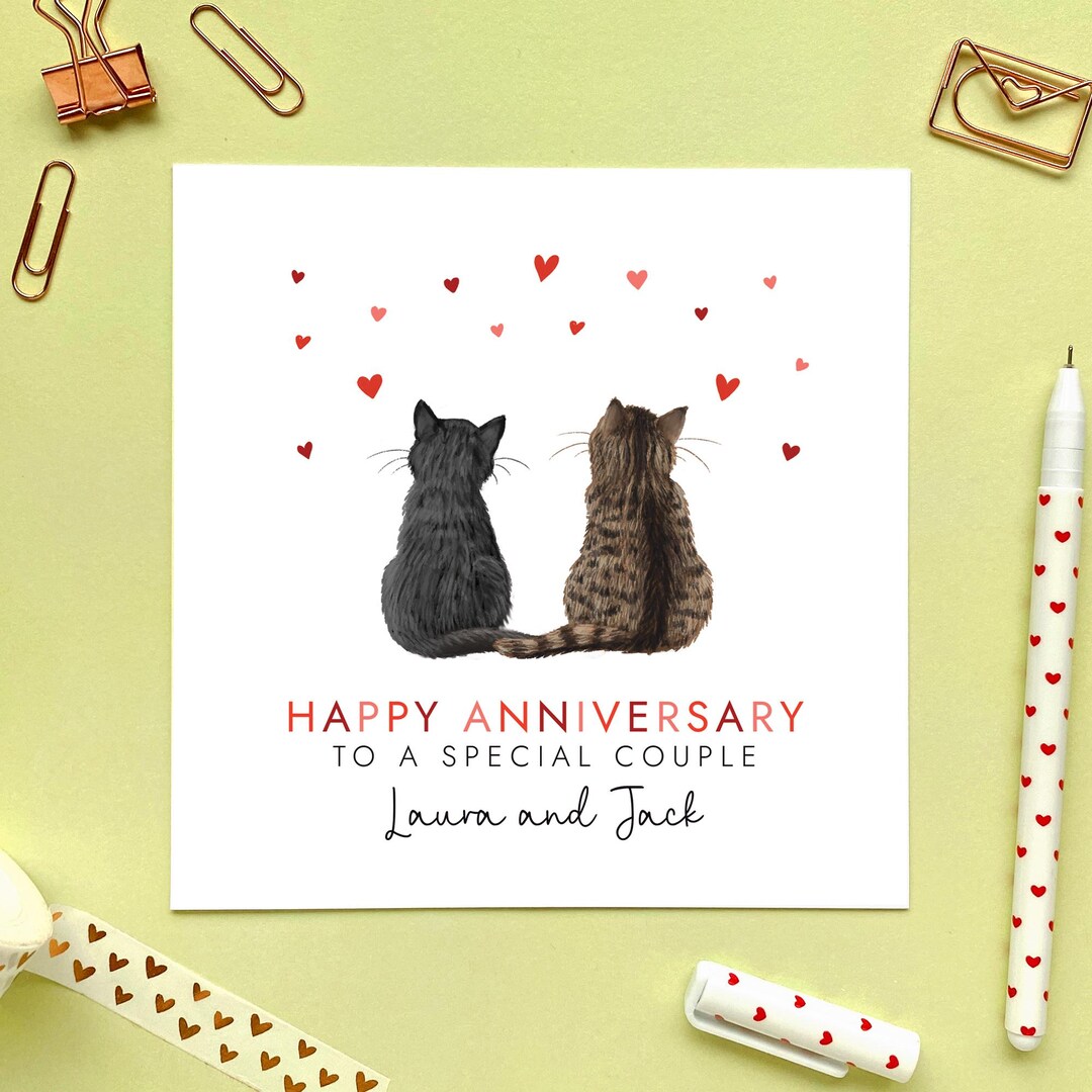 Personalised Choose the Cats Anniversary Card for Couple, Friends ...