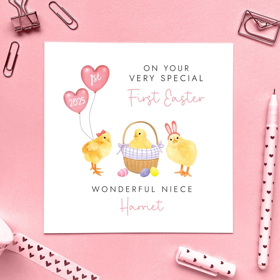 Personalised First Easter Card for Niece, Daughter, Granddaughter, Girl ...