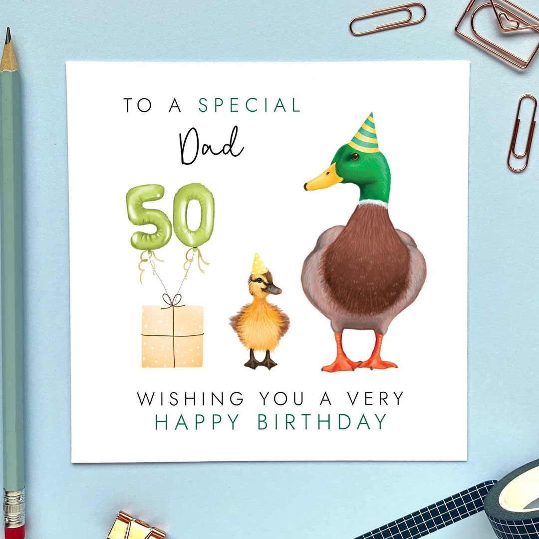 Personalised Duck 50th Birthday Card for Dad | Daddy, Dada, Grandad ...
