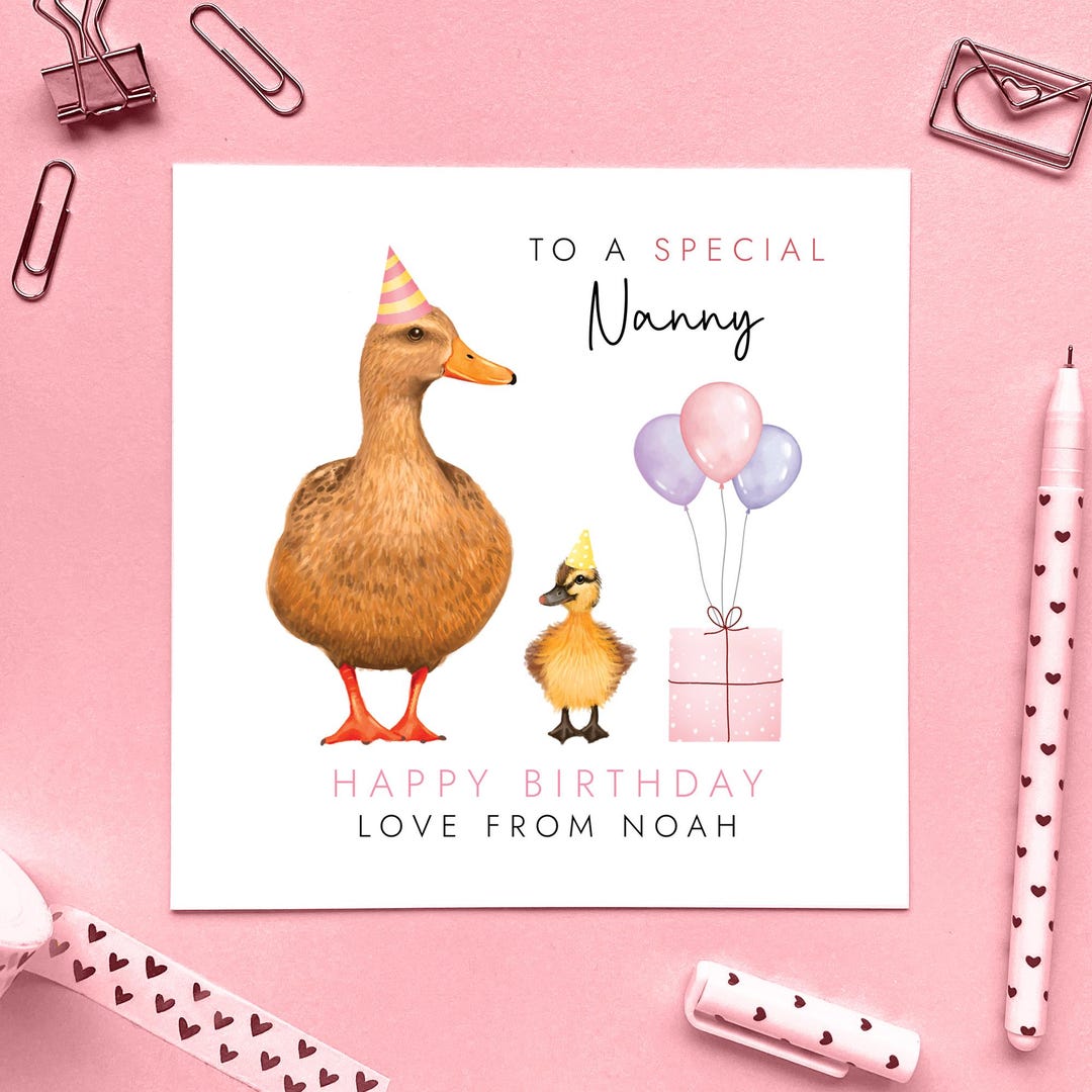 Ducks Birthday Card for Nanny, Nan, Nana, Grandma, Gran - From Child or ...
