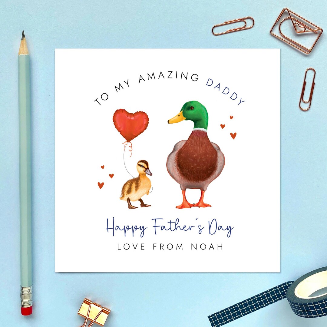 Personalised Ducks Fathers Day Card for Daddy, Dad, Dada, Grandad ...