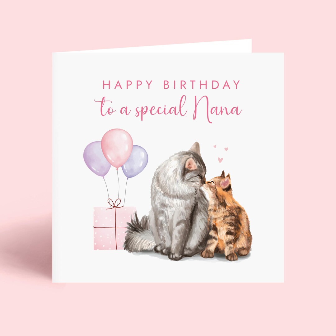 Personalised Cats Birthday Card for Nana, Nanny Birthday Card, Card for ...