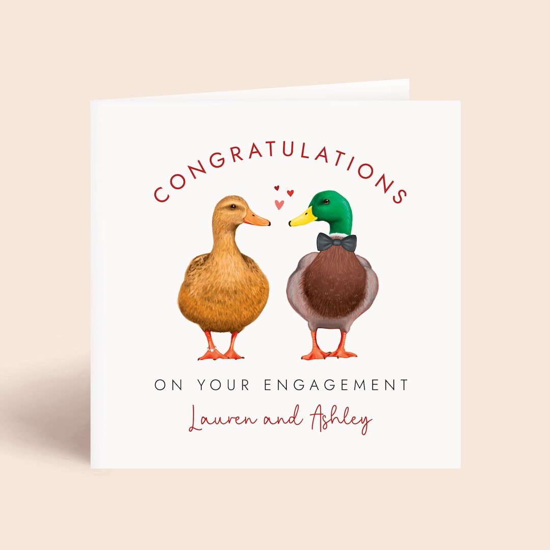 Personalised Ducks Engagement Card for Couple | Just Engaged Card for ...