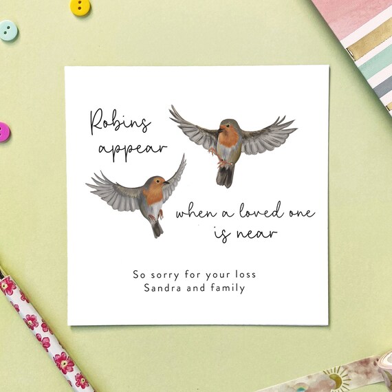 Personalised Robin Sympathy Card Sorry for Your Loss for | Etsy