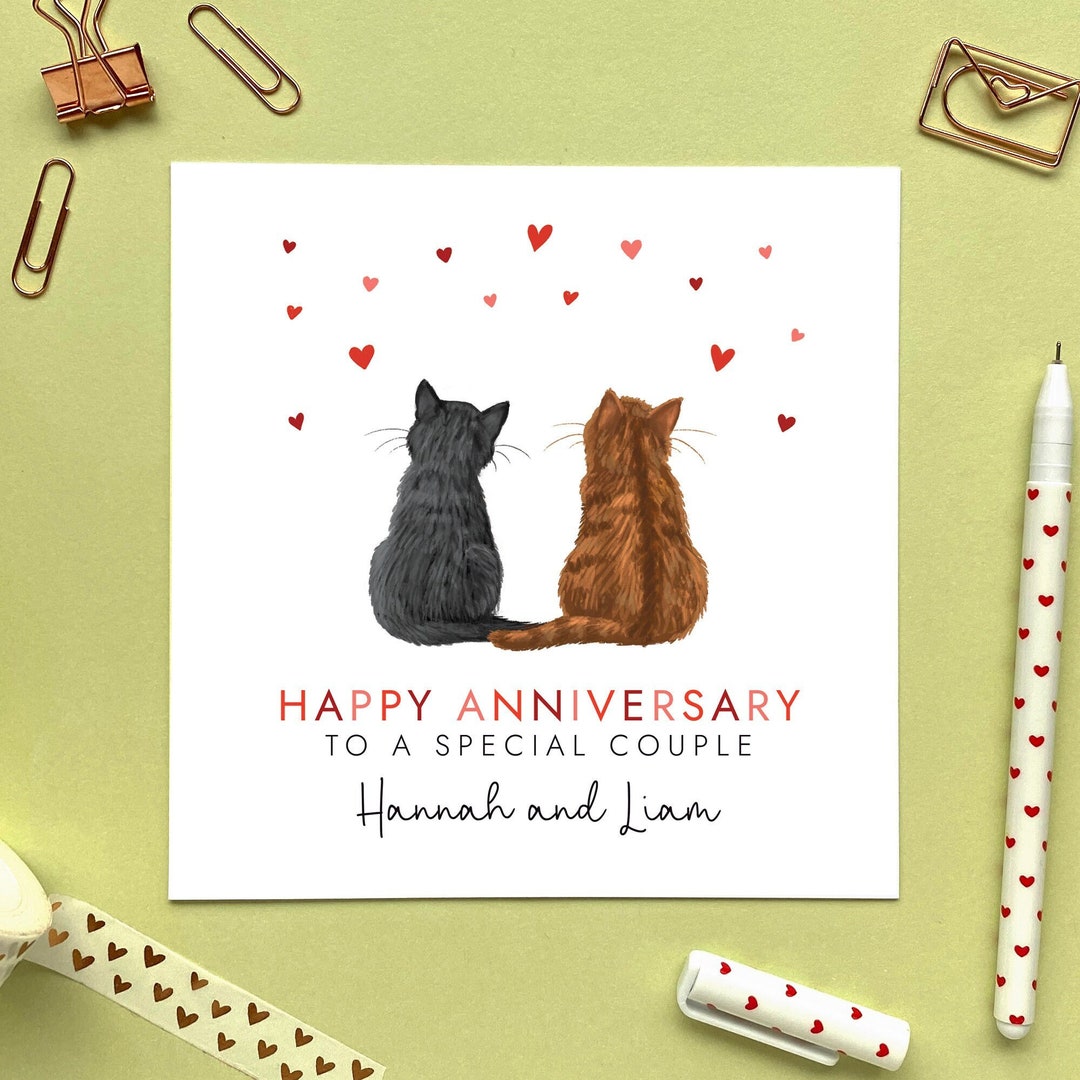 Personalised Choose the Cats Anniversary Card for Couple, Friends ...