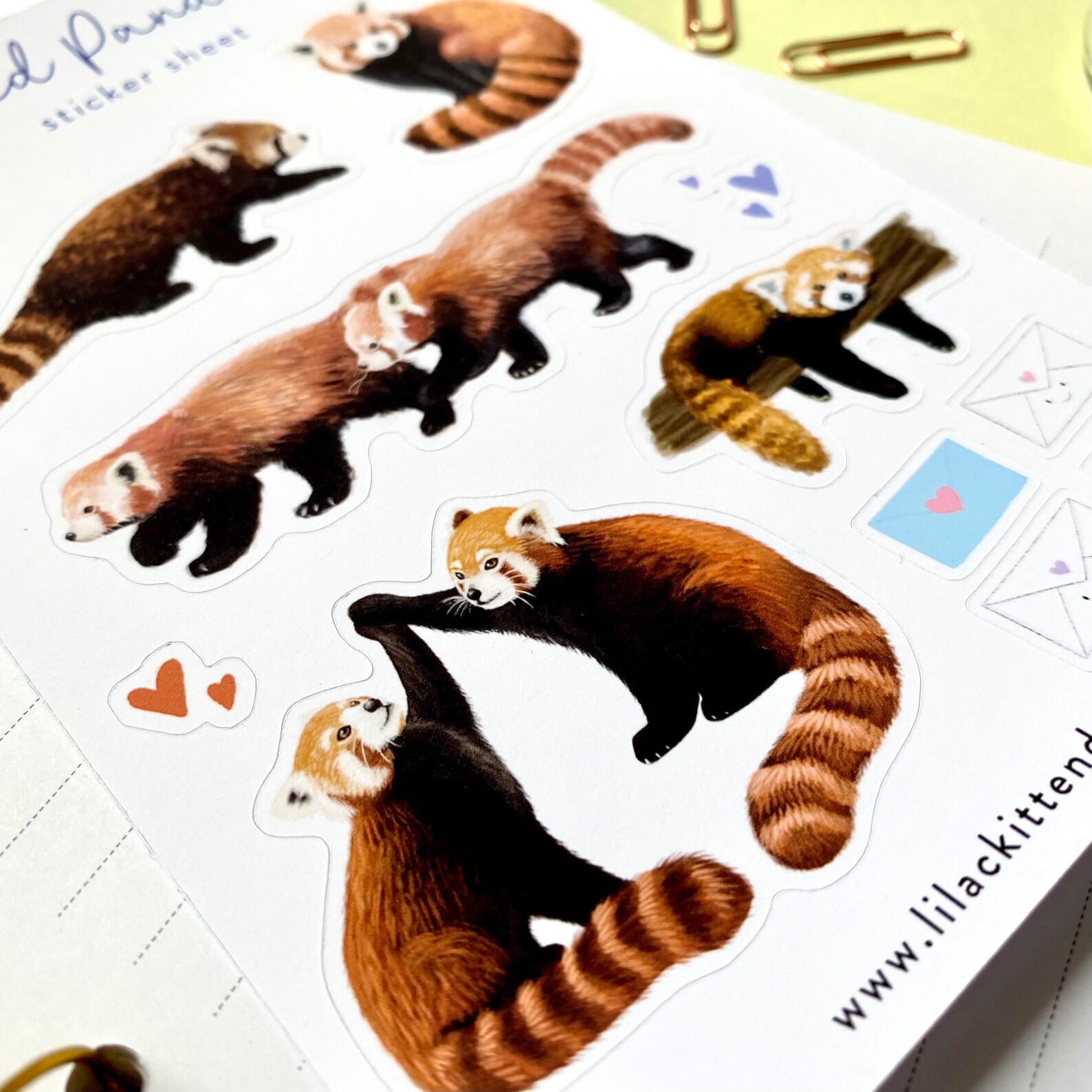 Red Panda Sticker Sheet Cute Kawaii Animal Stationery - Etsy