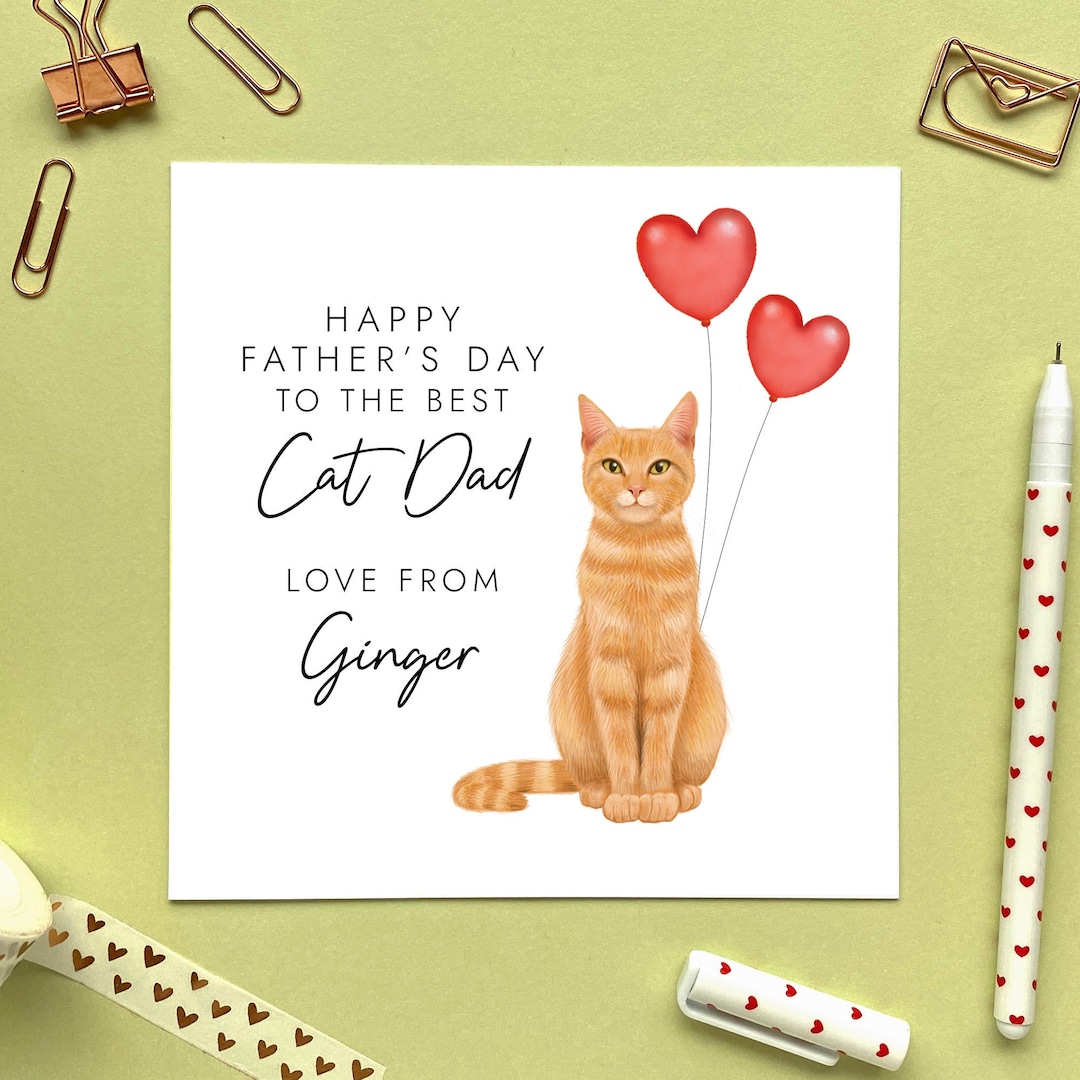 Personalised Ginger Cat Father's Day Card From the Cat for Cat Dad, Cat ...
