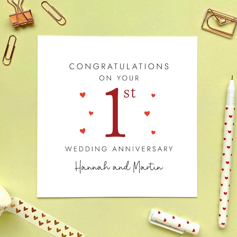 1st Wedding Anniversary Card - Etsy UK