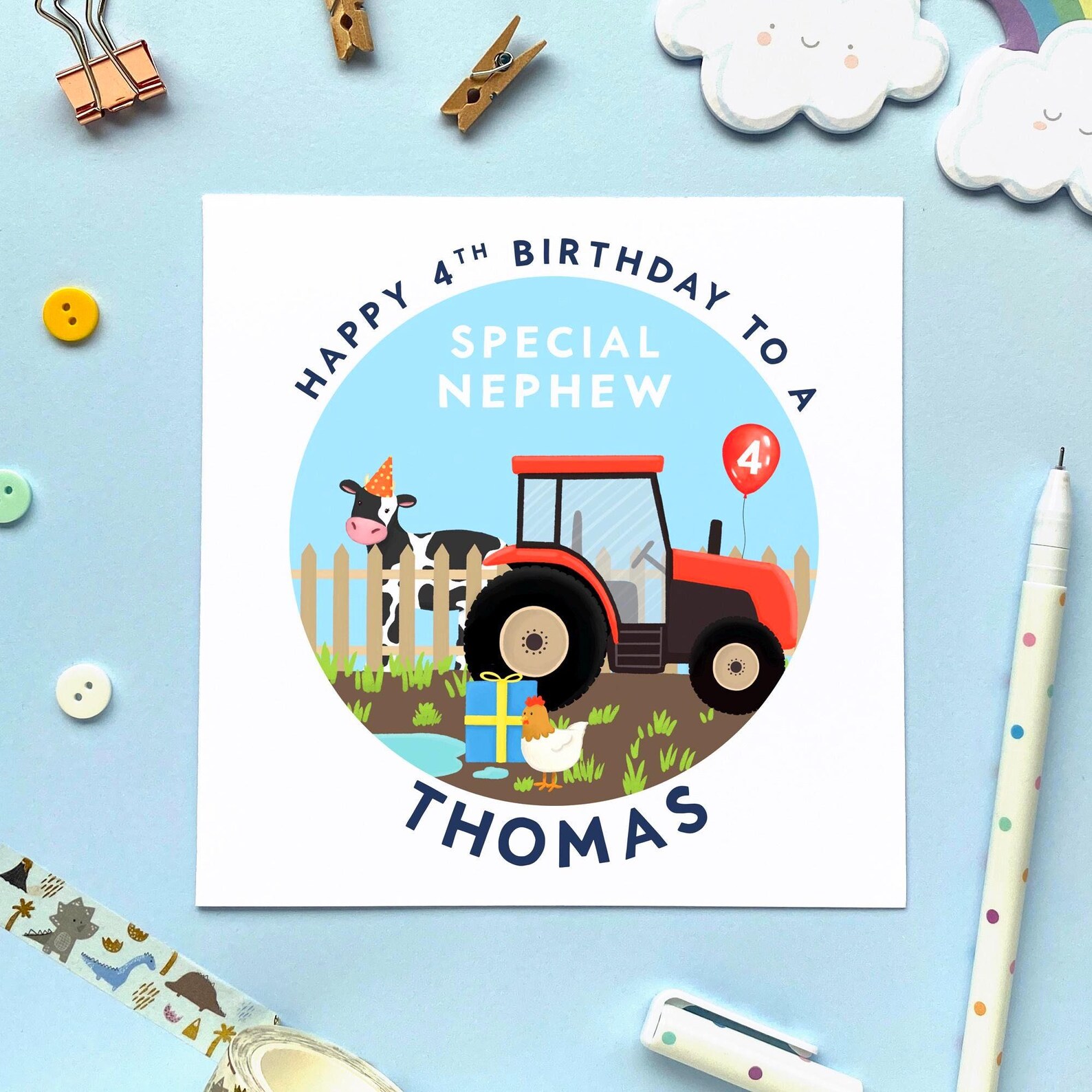 Personalised Farmyard 4th Birthday Card | Boy, Girl, Son, Grandson ...