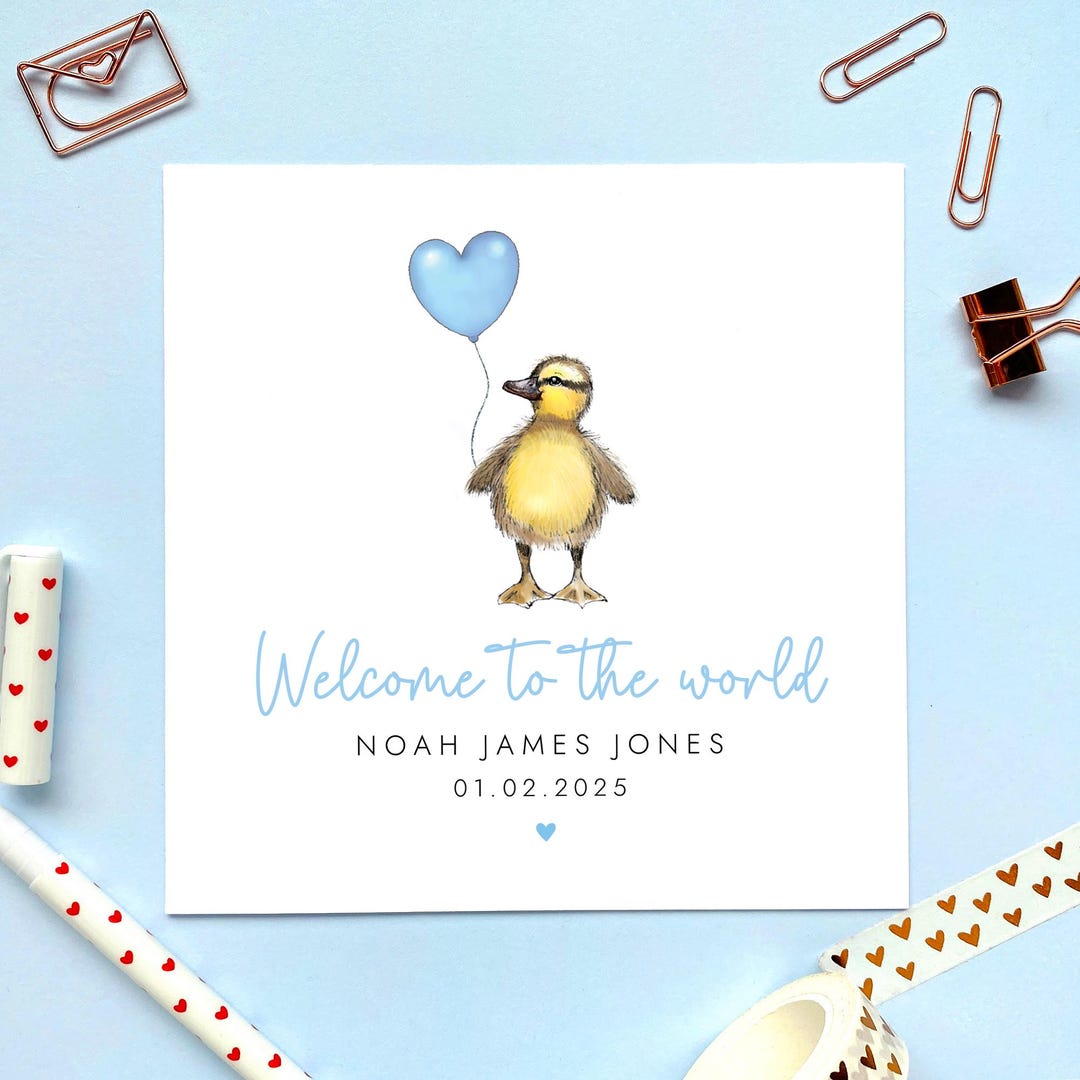 Personalised New Baby Boy Card, Newborn, Welcome to the World, New ...