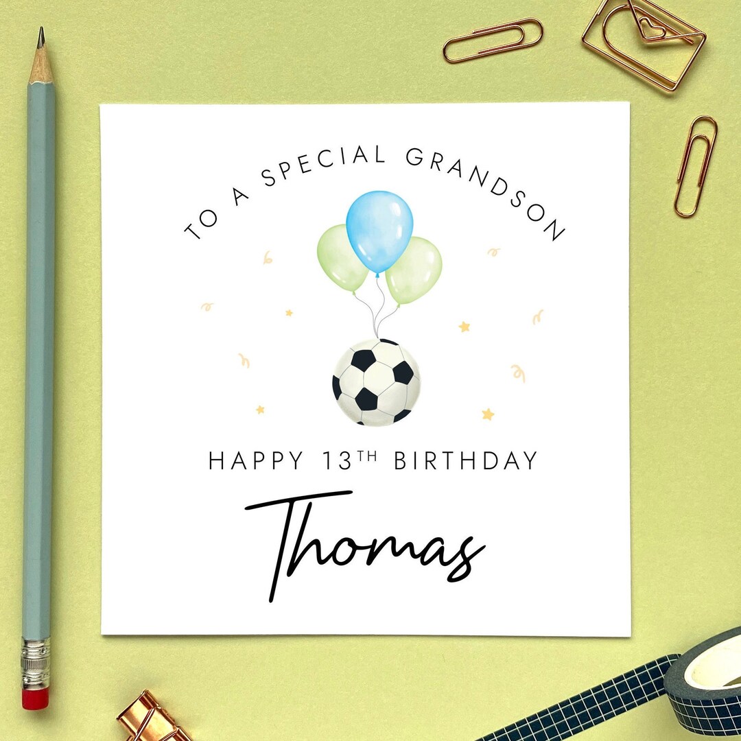 Personalised Football 13th Birthday Card for Boy | 13 Today, Happy 13th ...