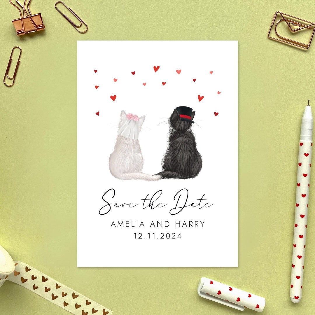 Personalised Choose the Cats Save the Date Cards | Wedding Date, Day ...
