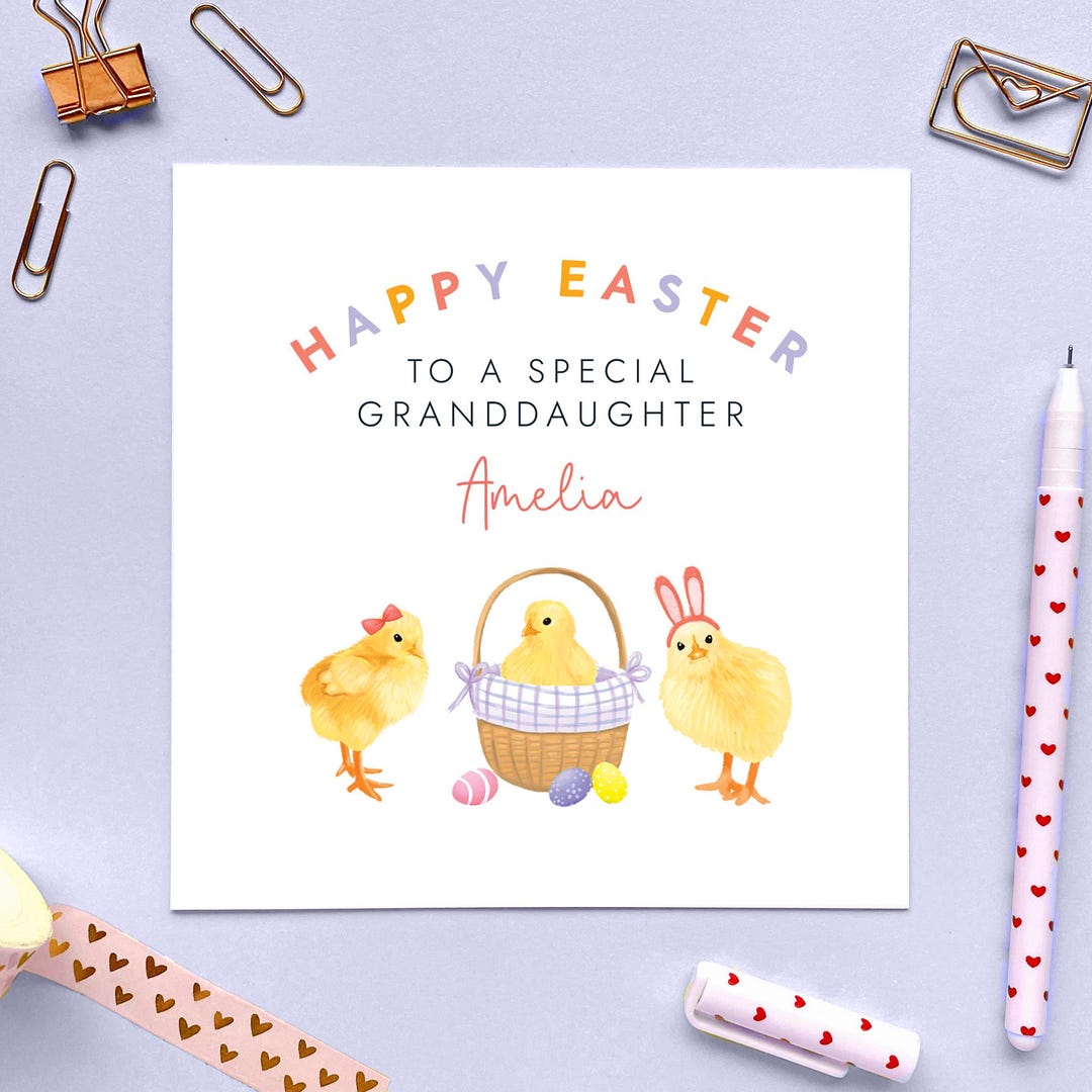 Personalised Chicks Easter Card for Granddaughter, Girl, Daughter ...