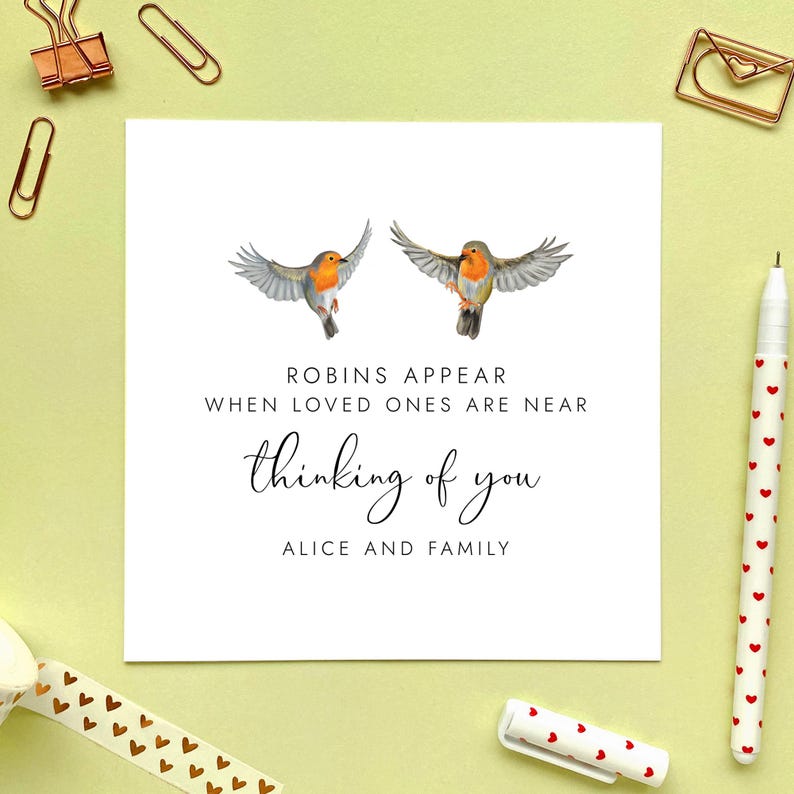 Personalised Robin Sympathy Card, Sorry for Your Loss, for Friend, Him ...