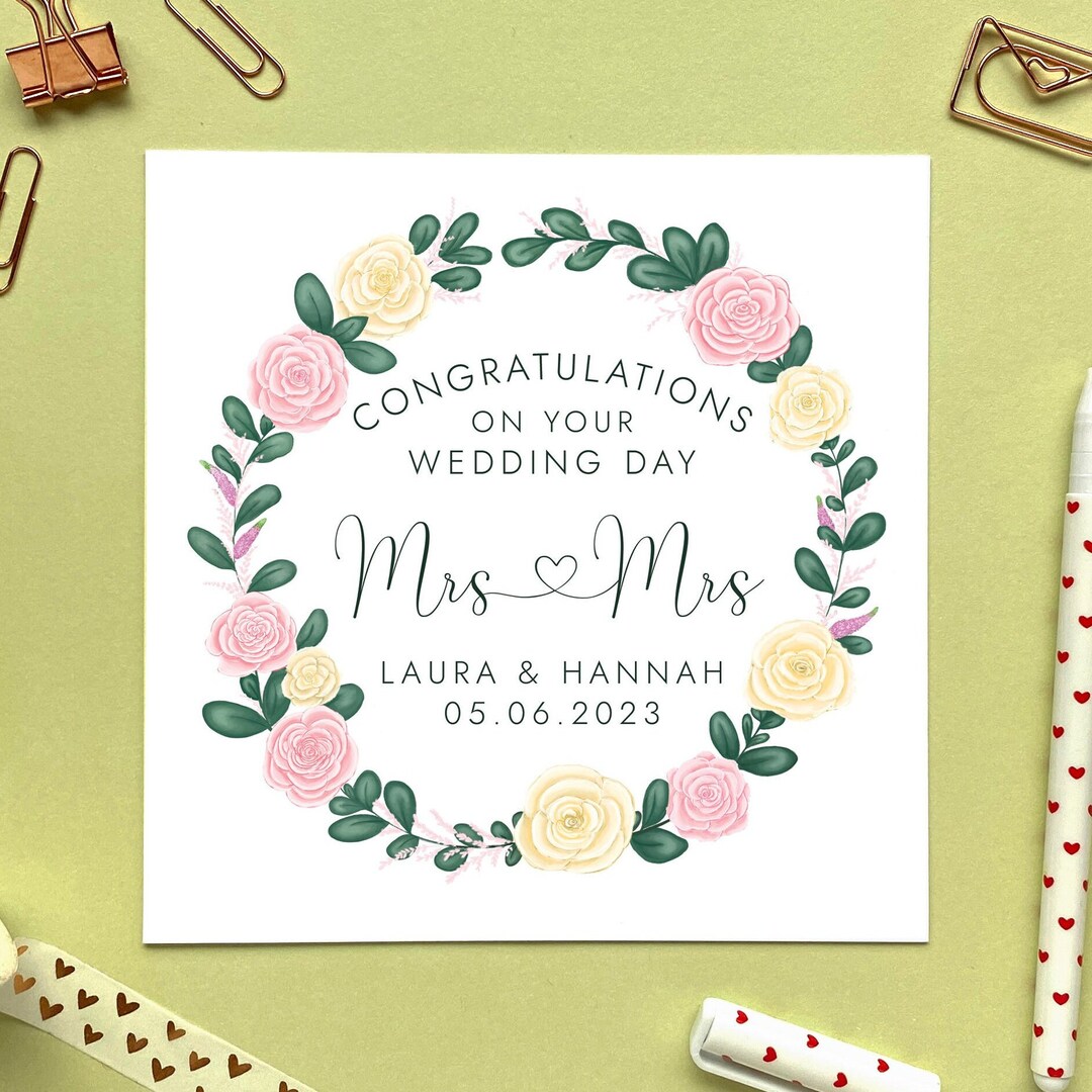 Personalised Mrs & Mrs Wedding Card | Congratulations, Just Married ...