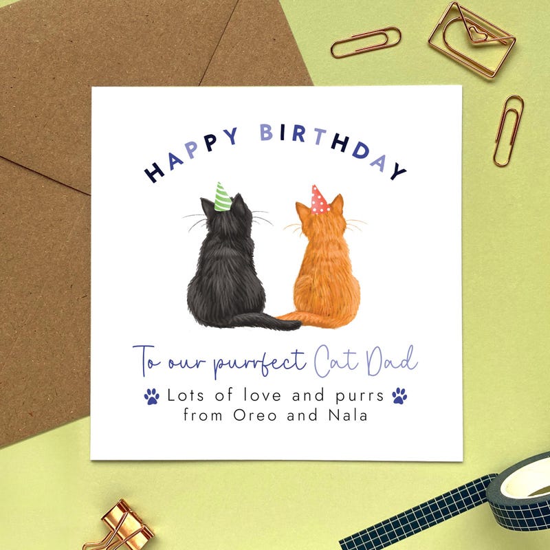 Birthday Card to Cat Dad - Etsy UK