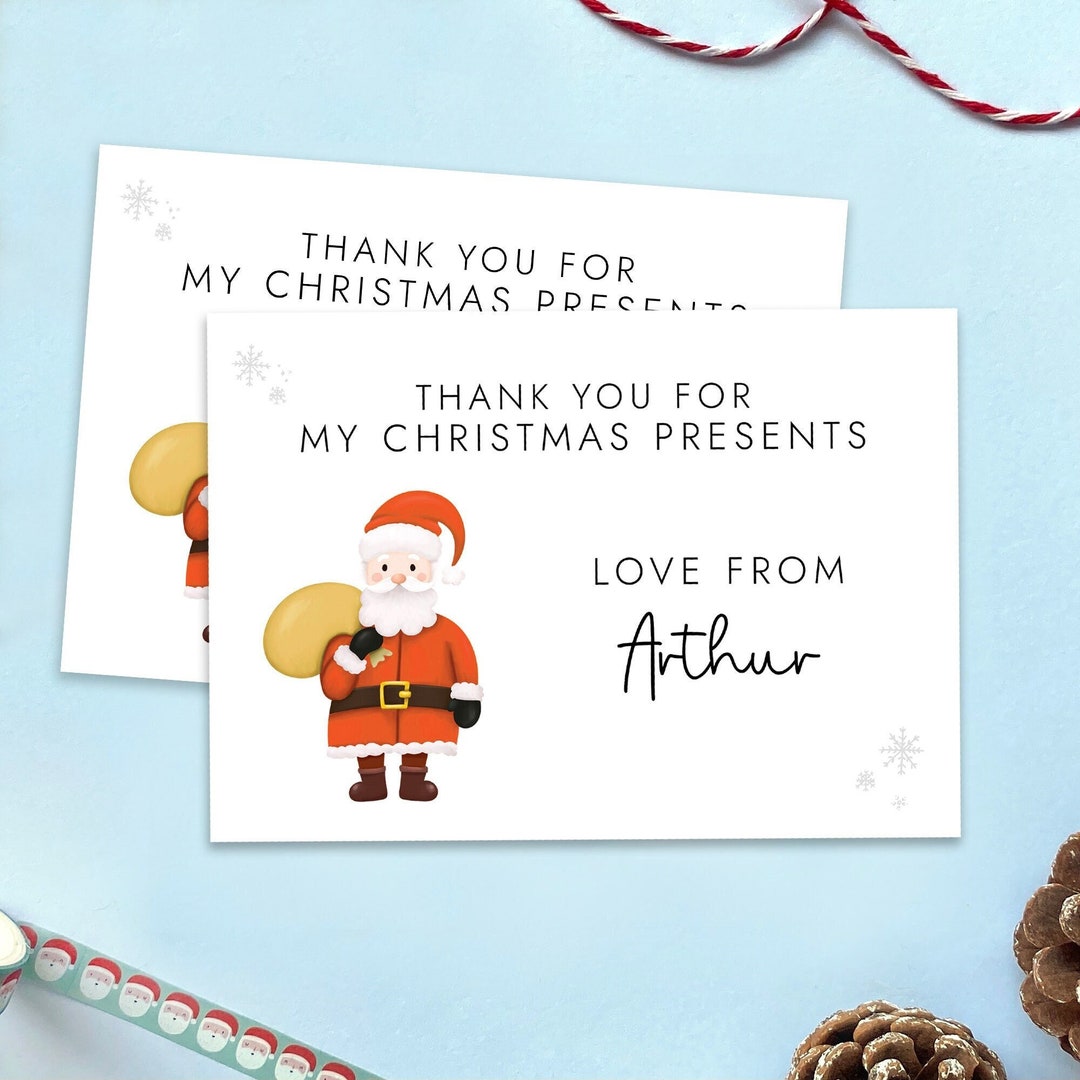 Personalised Christmas Thank You Notecards Pack of 10 Boys Thankyou ...