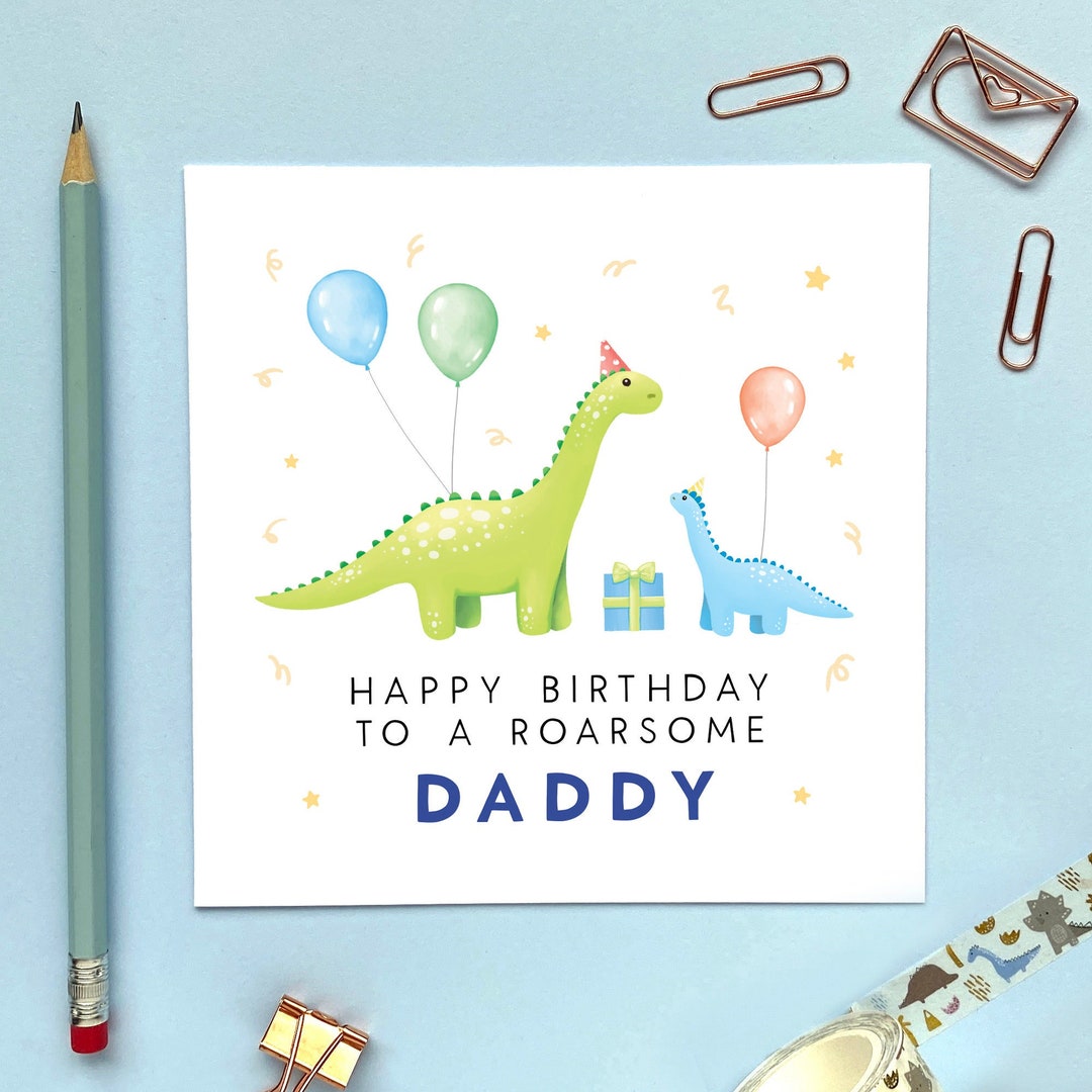 Personalised Dinosaur Birthday Card for Daddy Dad, Dada, Father, Cute ...