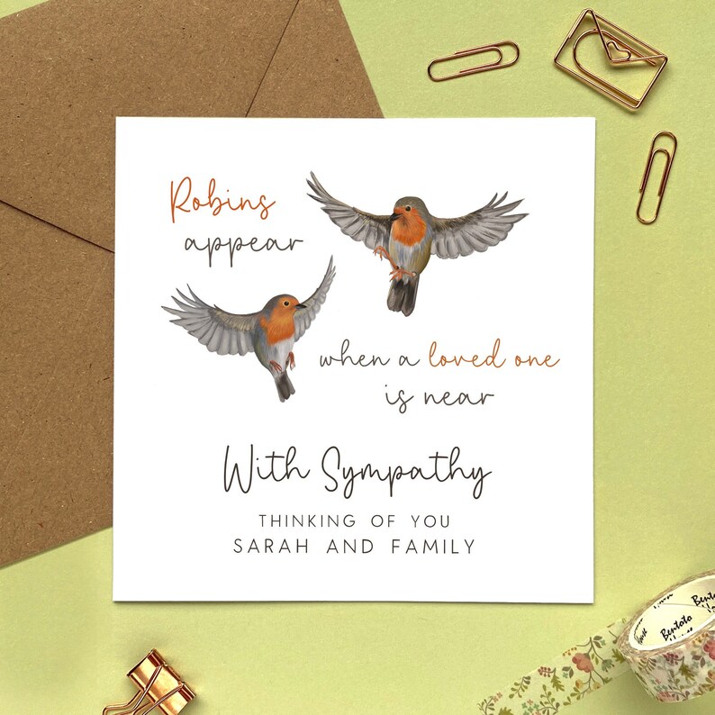 Personalised Robin Sympathy Card Sorry for Your Loss for - Etsy UK