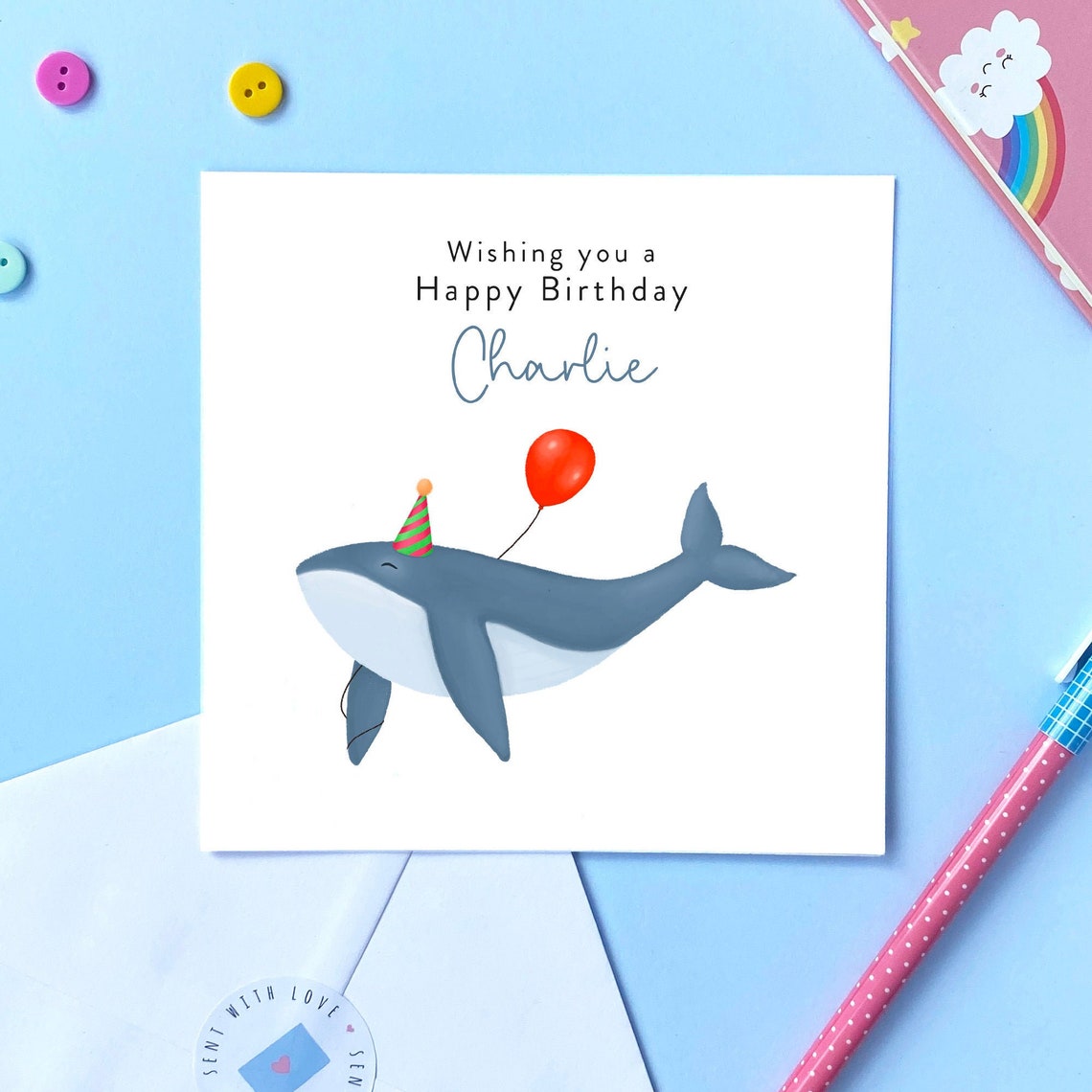 Personalised Whale Birthday Card For Kids Children Son | Etsy