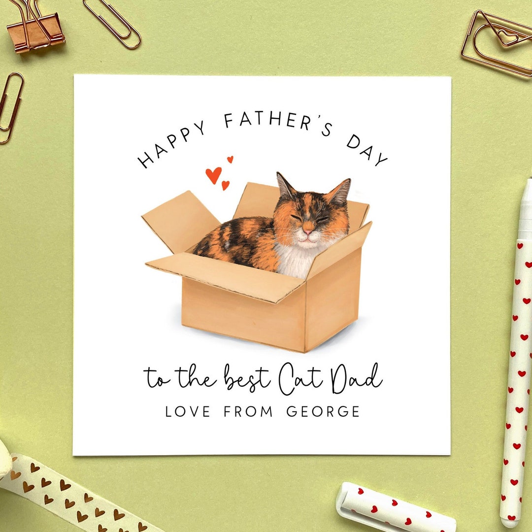 Personalised Calico Cat Father's Day Card From the Cat for Cat Dad, Cat ...