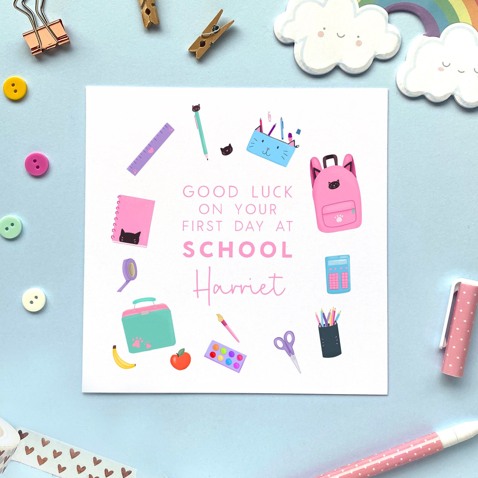 Personalised First Day at School Card for Girl Daughter - Etsy UK