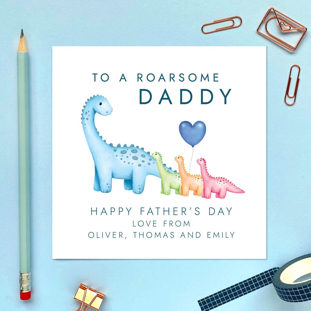 Dinosaurs Fathers Day Card for Daddy, Dad, Grandad, Grandpa, Pops ...