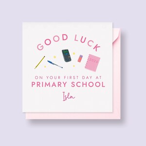 Personalised First Day at School Card for Girl, 1st Day at School Card ...