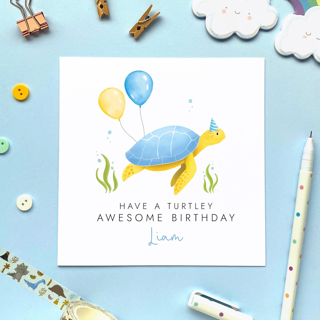 Personalised Turtle Birthday Card for Boy | Son, Grandson, Nephew ...
