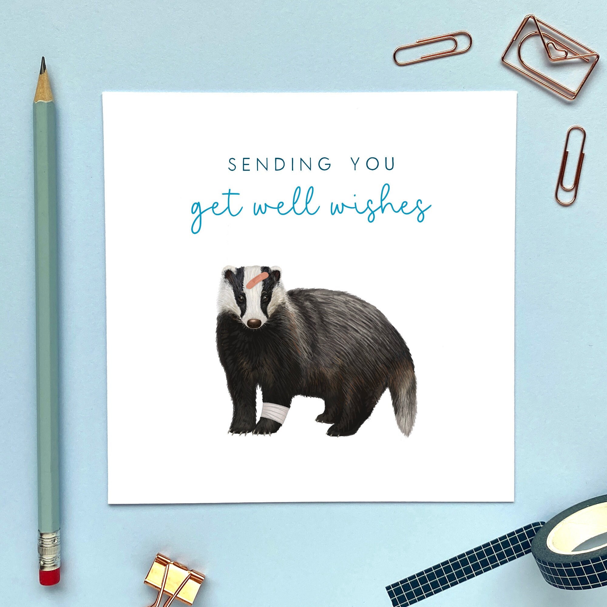Badger Get Well Soon Card for Him Man Husband Dad Uncle | Etsy