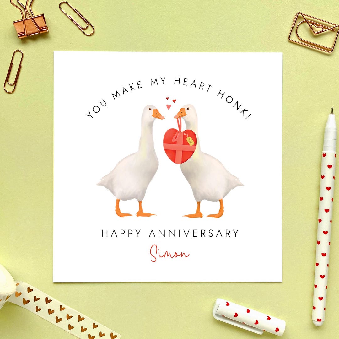 Goose Anniversary Card for Partner, Him, Her, Girlfriend, Boyfriend ...