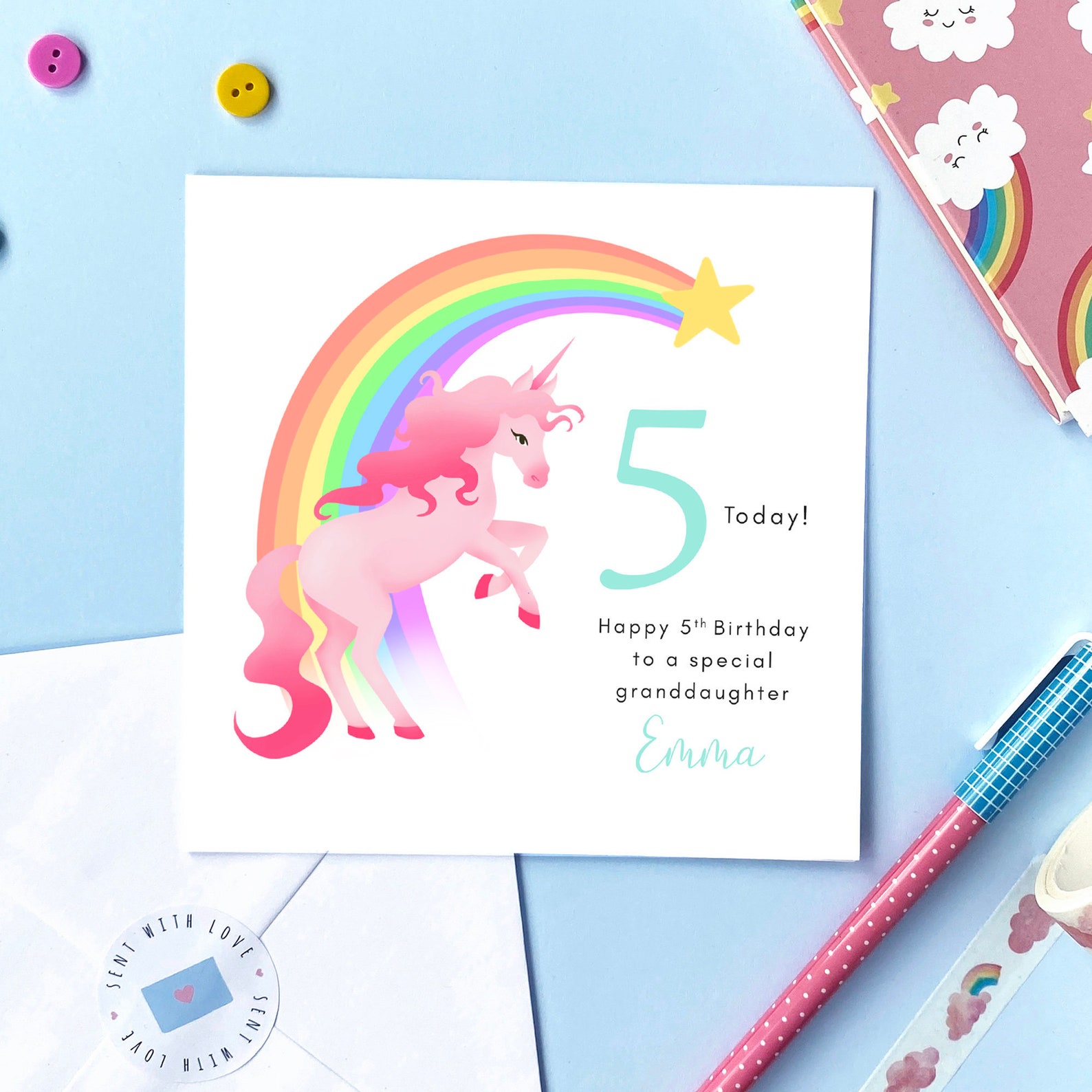 Personalised Unicorn 5th Birthday Card for Special Little | Etsy