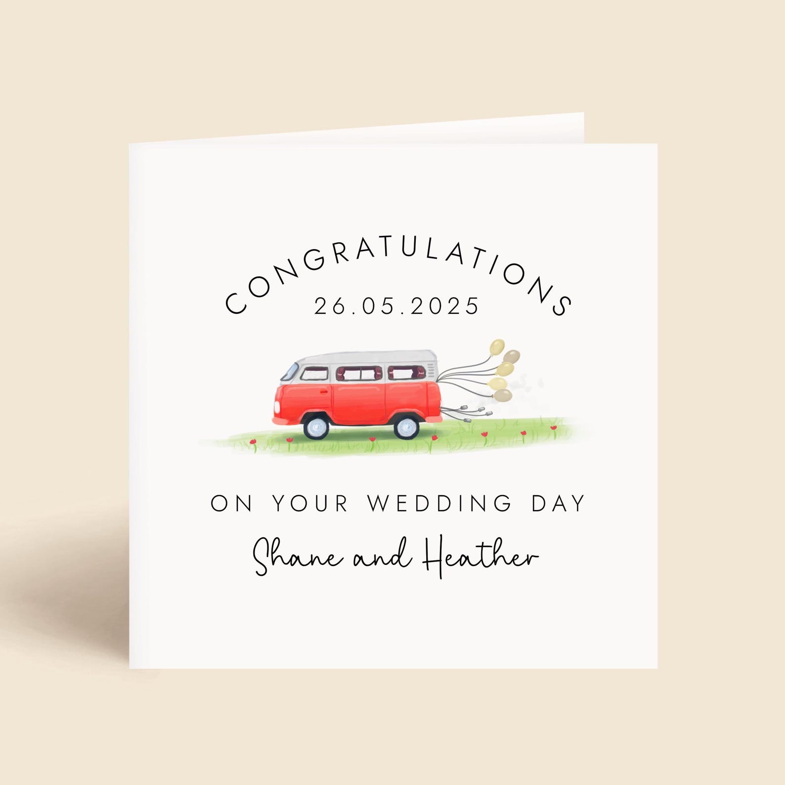 Personalised Camper Van Wedding Card | Just Married Card ...