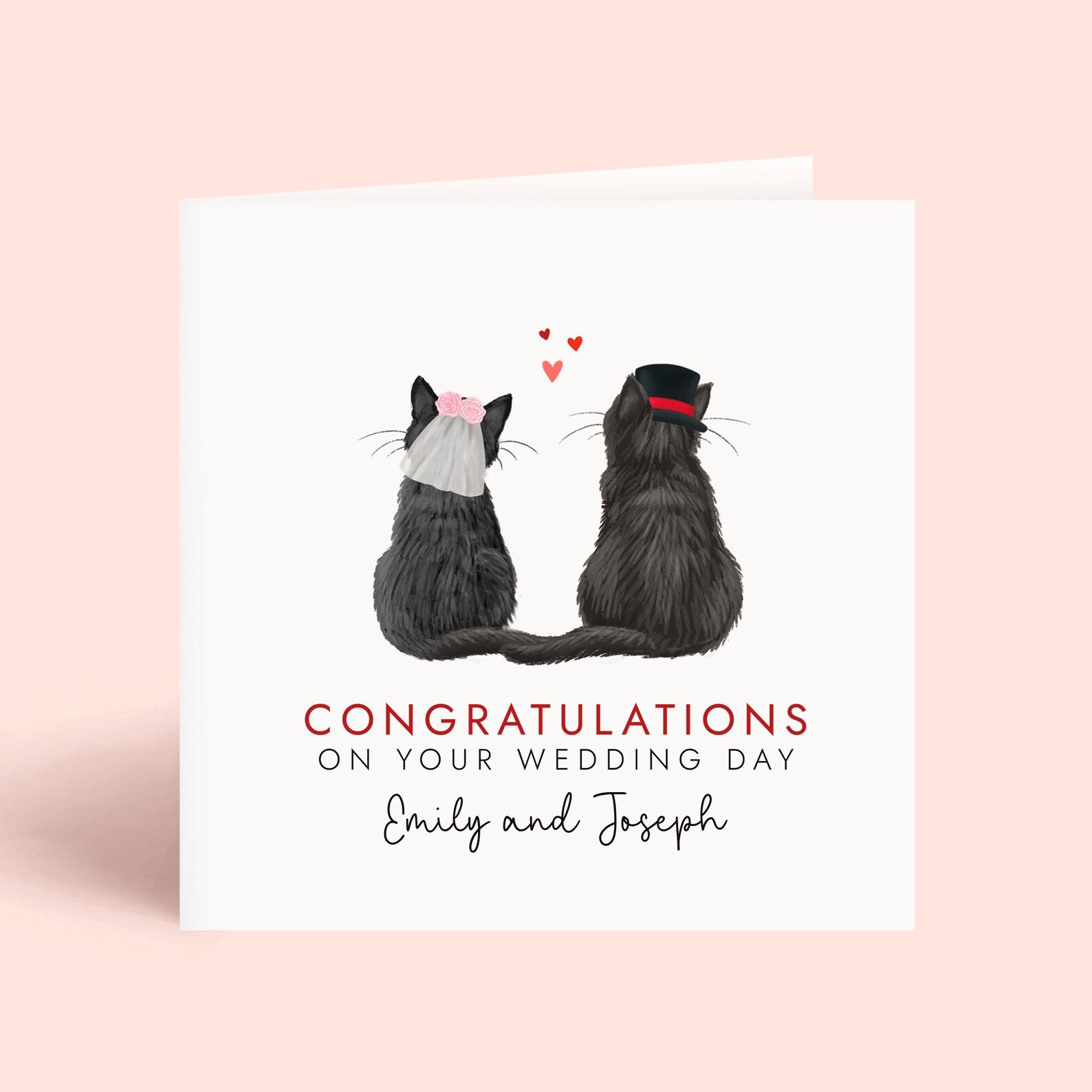 Personalised Cats Wedding Card for Mr and Mrs, Custom Cat Just Married ...