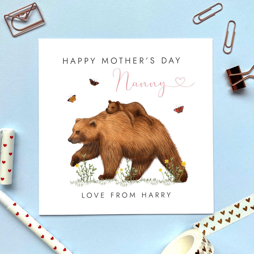 Personalised Bears Mother's Day Card for Nanny, Nan, Nana, Nanna ...