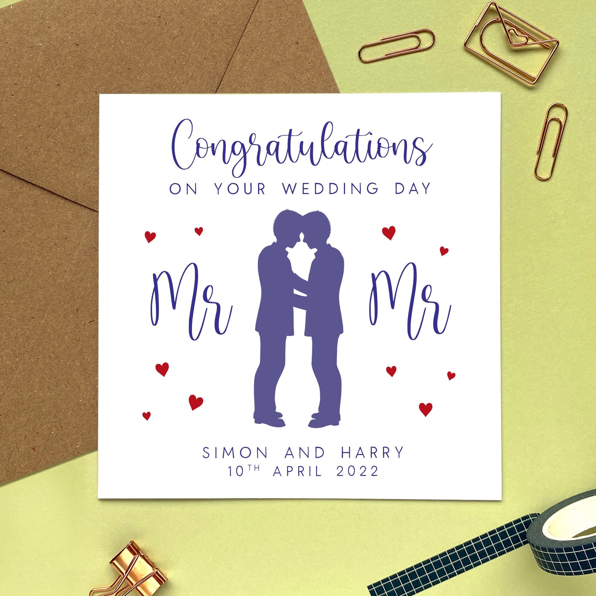 Personalised Mr & Mr Wedding Card Congratulations Just - Etsy
