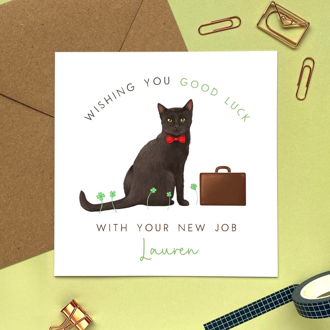Personalised Black Cat New Job Card | Leaving, Goodbye, for Her ...
