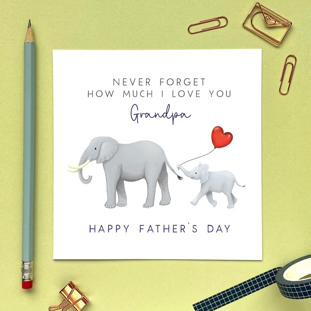 Personalised Elephant Fathers Day Card for Grandpa Grandad, Gramps ...