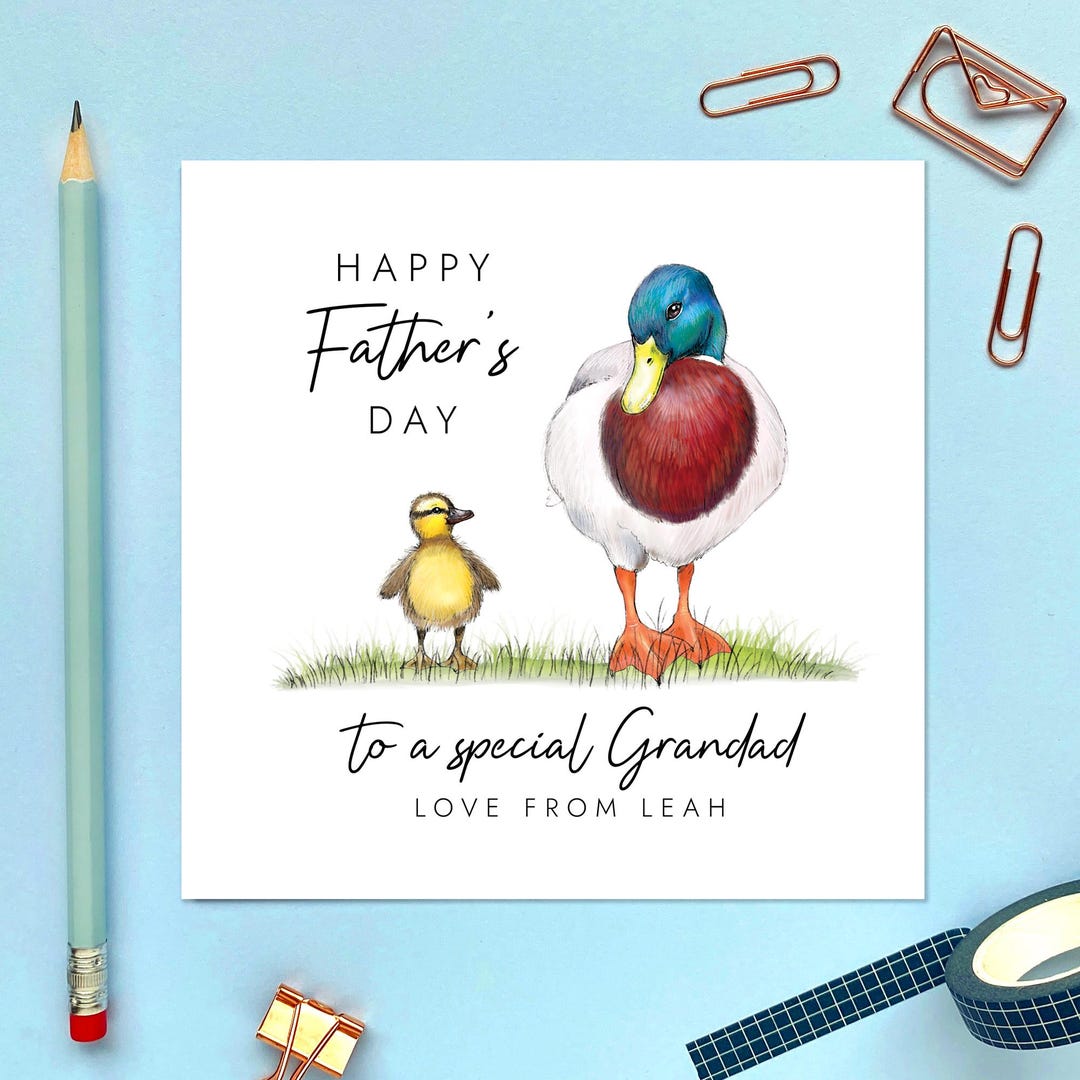 Ducks Fathers Day Card for Grandad From Child, Grandchild, Baby, Two ...