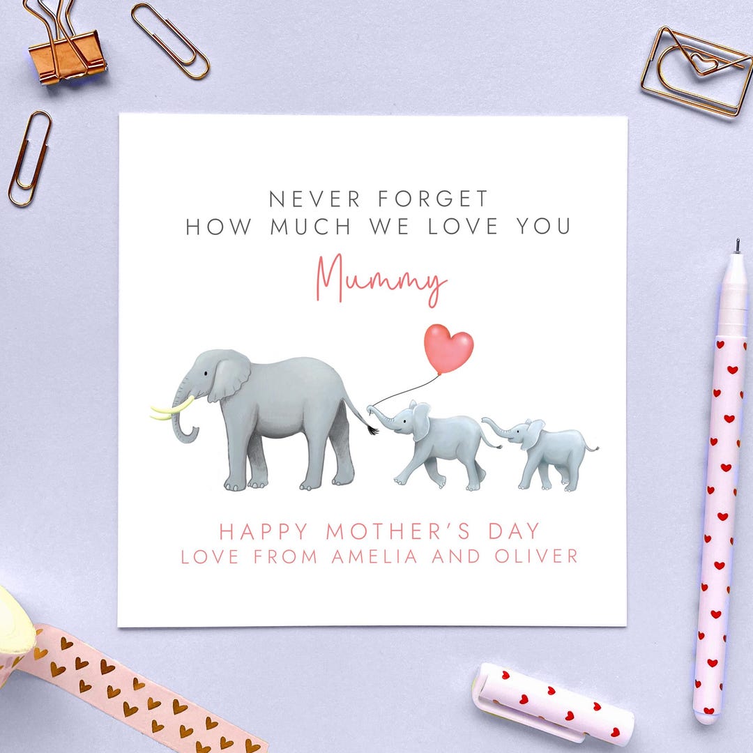 Personalised Elephants Mother's Day Card for Mummy | Mommy, Mum, Mom ...