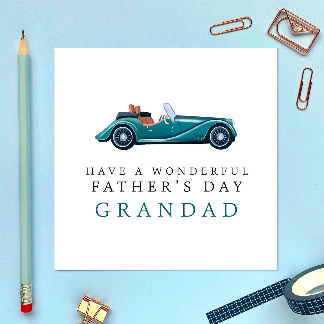Classic Car Father's Day Card for Grandad, Great Grandpa, Grandfather ...