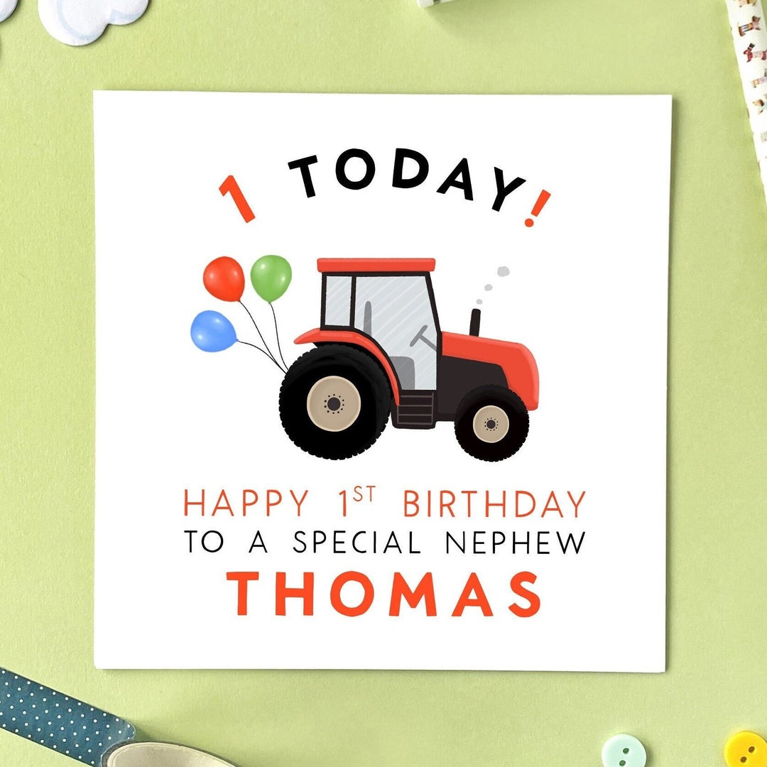 Tractor personalizado 1a tarjeta de cumpleaños / para niño - Etsy España