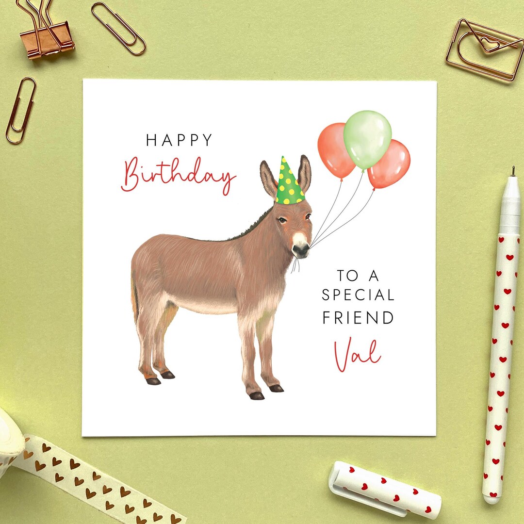 Personalised Donkey Any Age Birthday Card | for Him, Her, Friend ...