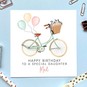 Personalised Any Age Bike Birthday Card for Her, Daughter ...