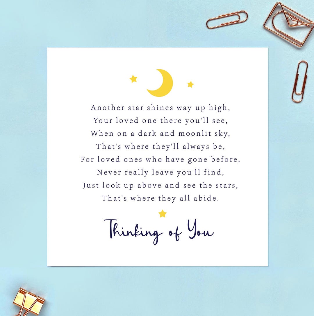Star Poem Thinking of You Card, Deepest Sympathy, Sorry for Your Loss ...