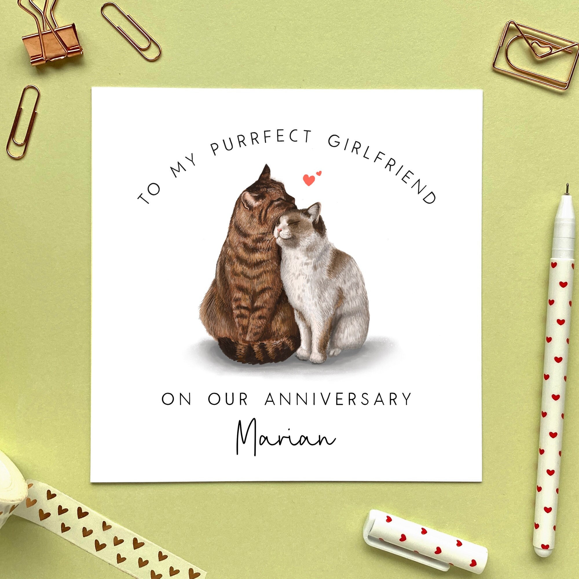 Personalised Cats Anniversary Card for Him Her Boyfriend - Etsy UK