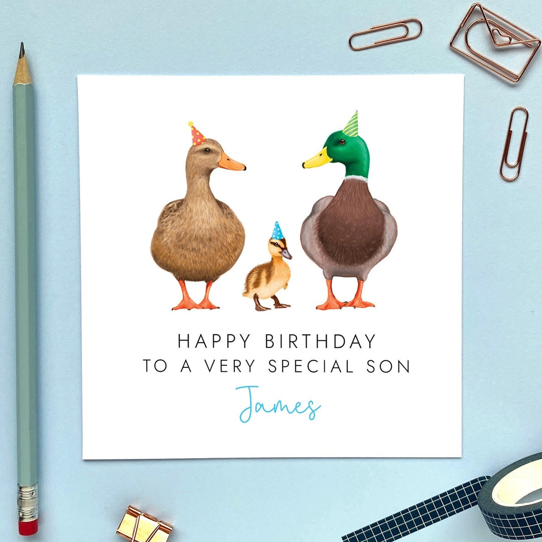 Personalised Ducks Birthday Card for Boy for Him, Boy, Son, Grandson ...