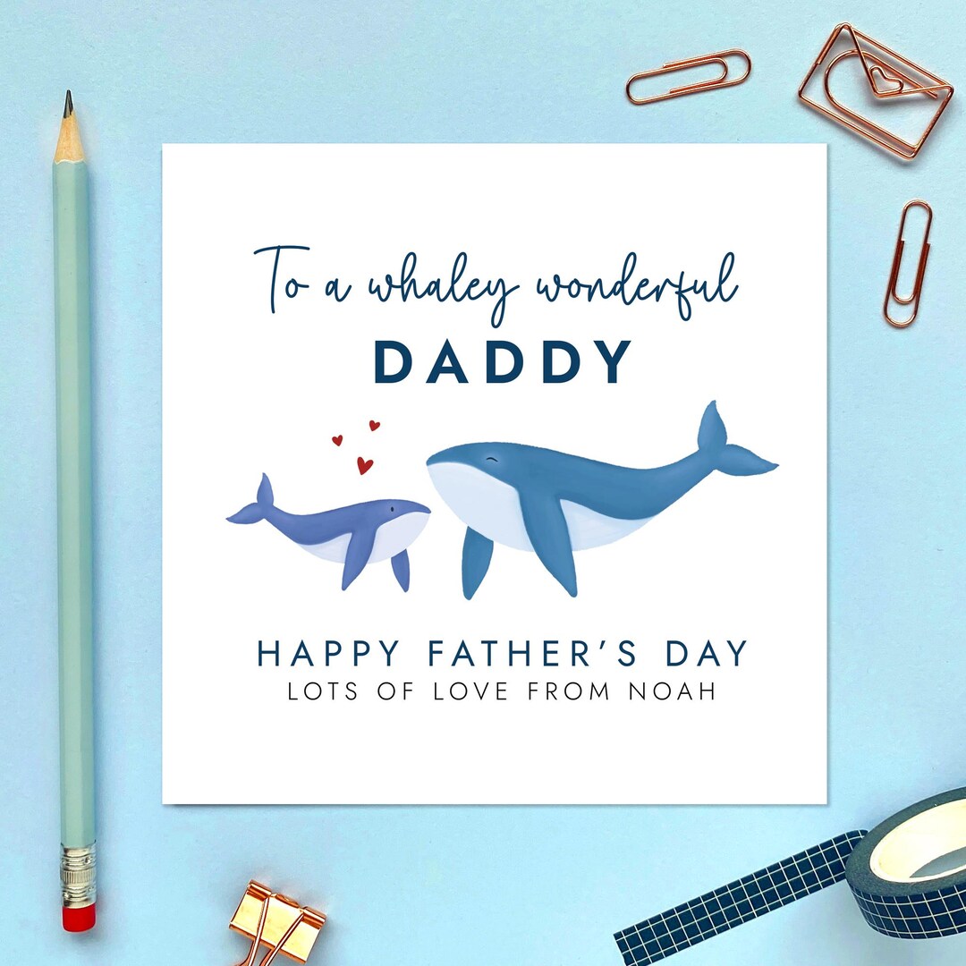 Whales Fathers Day Card for Daddy, Dad, Dada, Grandad, Grandpa, Grampy ...