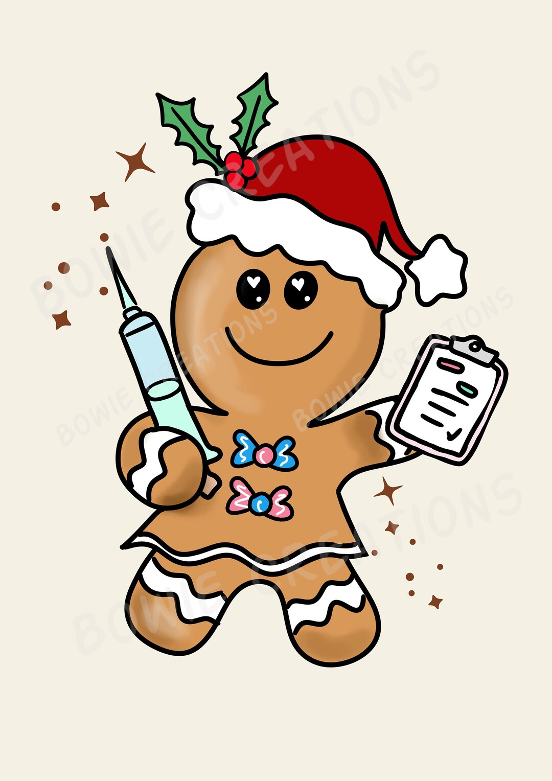 Christmas Nurse Gingerbread PNG Graphic - Etsy